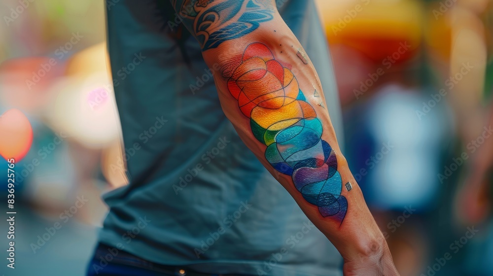 Pride strength resilience illustrated by a close-up of a tattooed arm ...
