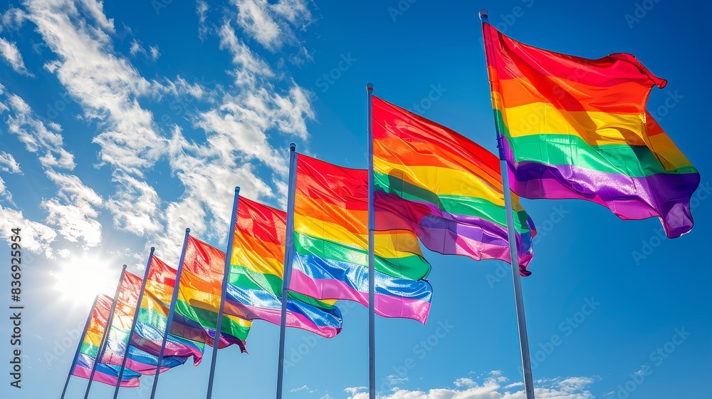 Pride visibility awareness shown through a series of LGBTQ pride flags ...