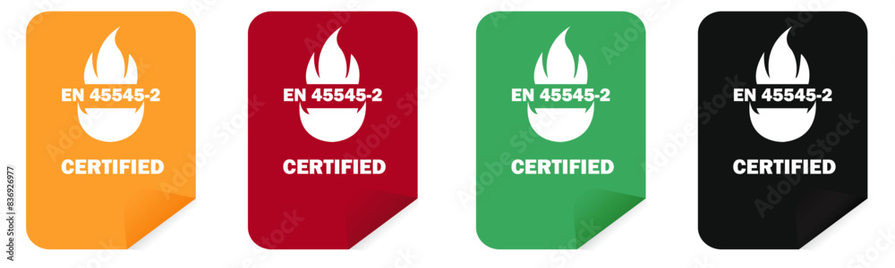 Set of Labels certified EN 45545-2. Sticker with transparent background ...