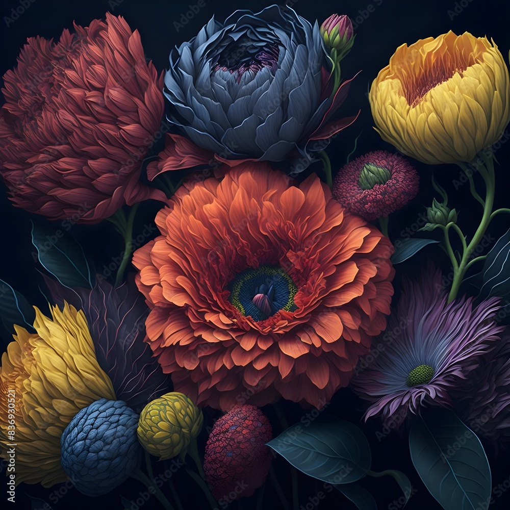 wallpaper, flores botánicas, arte fino, lujo, glamur, premium ...