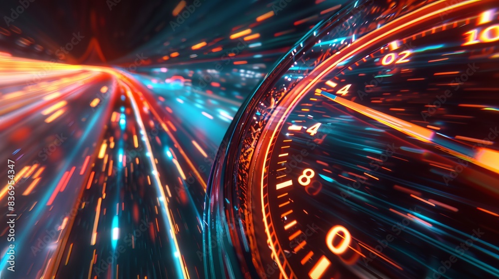 A dynamic speed motion background featuring a fast speedometer car ...