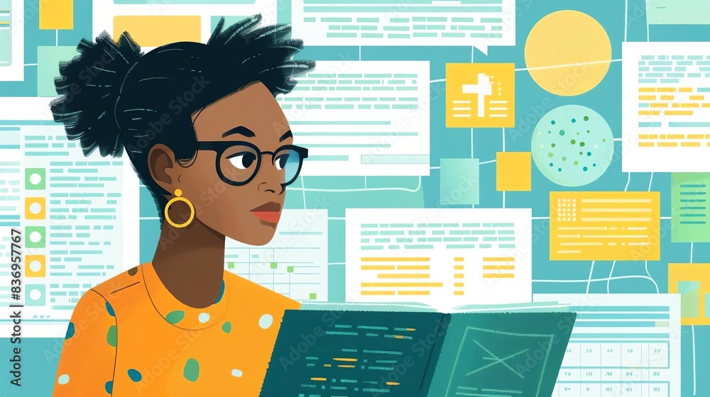 Qualitative Data Analysis A researcher examining qualitative data ...