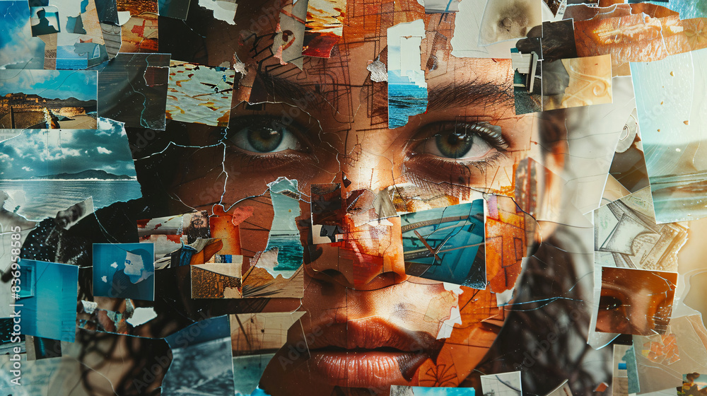 Collage of various social issues and emotions represented through ...