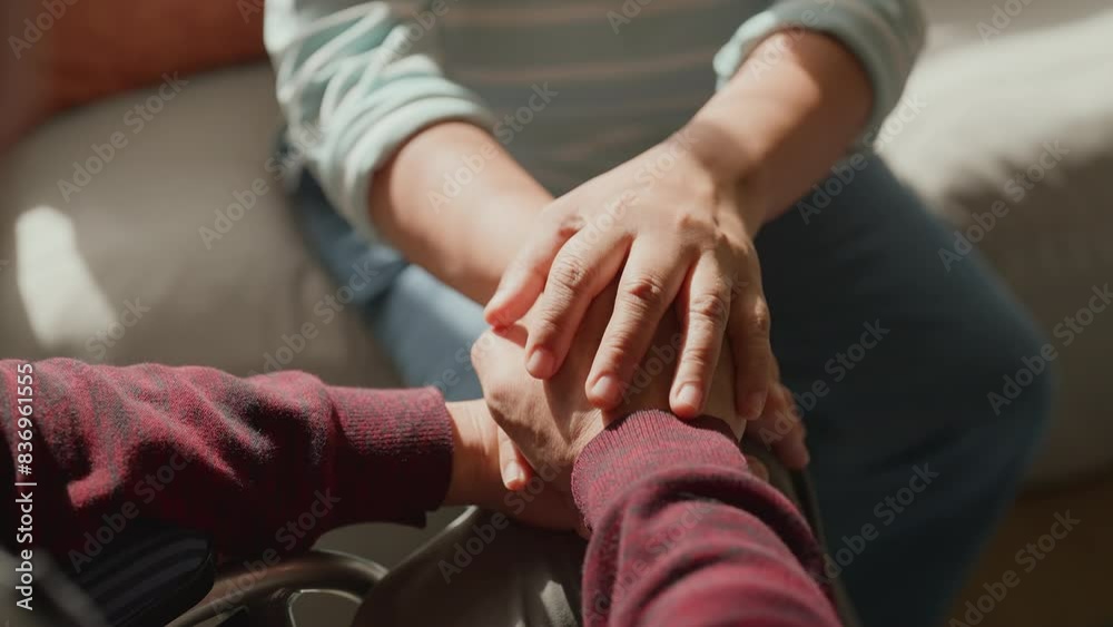 closeup old senior husband face Close up mature couple holding hands ...