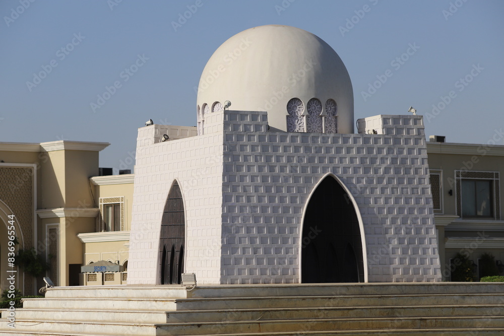 Tample of Mazar e Quaid. Picture of mausoleum of Quaid-e-Azam in bright ...