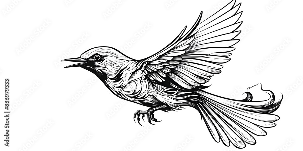 line drawing of cuckoo bird for logo with more simplified black lines ...