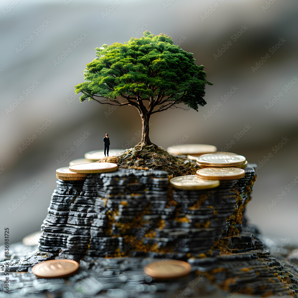 sustainable finance concept showing a person analyzing financial graphs ...