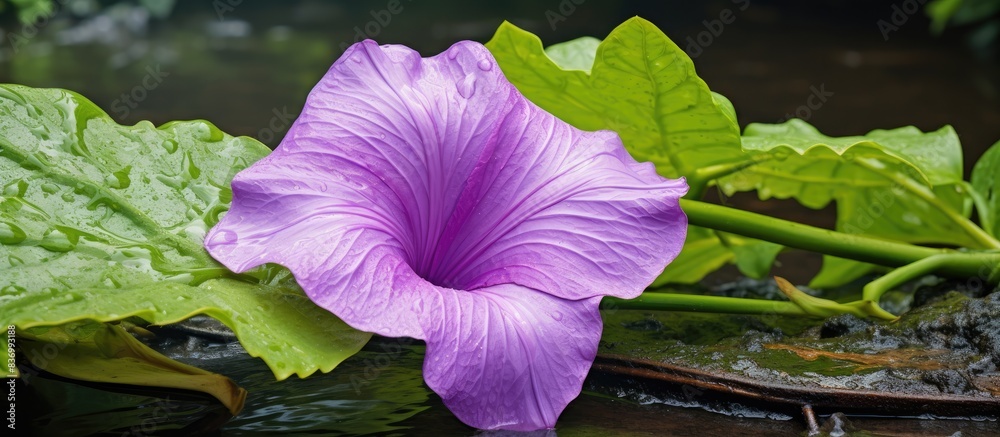 ipomoea Bunga Tapak Kuda coastal flower in the shape of a purple funnel ...