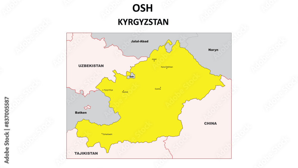 OSH Map. Major city map of OSH. Political map of OSH with country ...