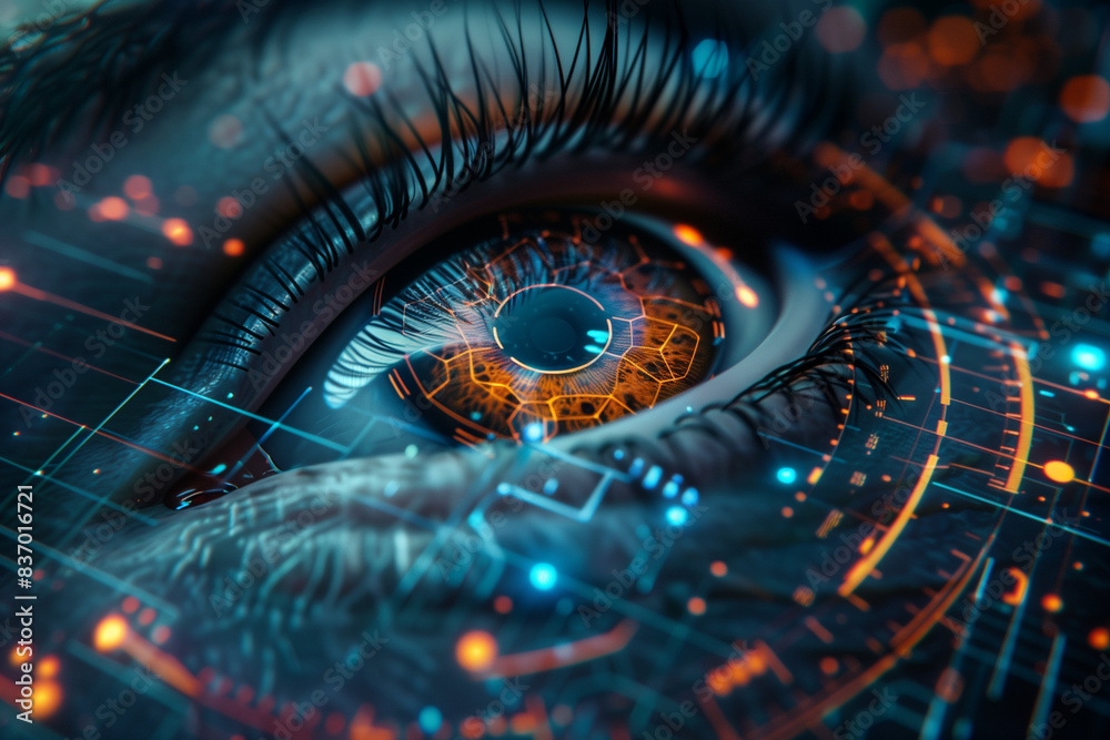 CG wireframe technology eye. Futuristic concept. mesh eye spheres of ...