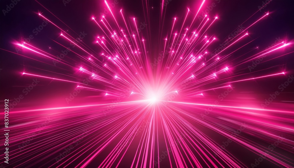 Pink fiber optic lights bursting from a central point, creating a ...