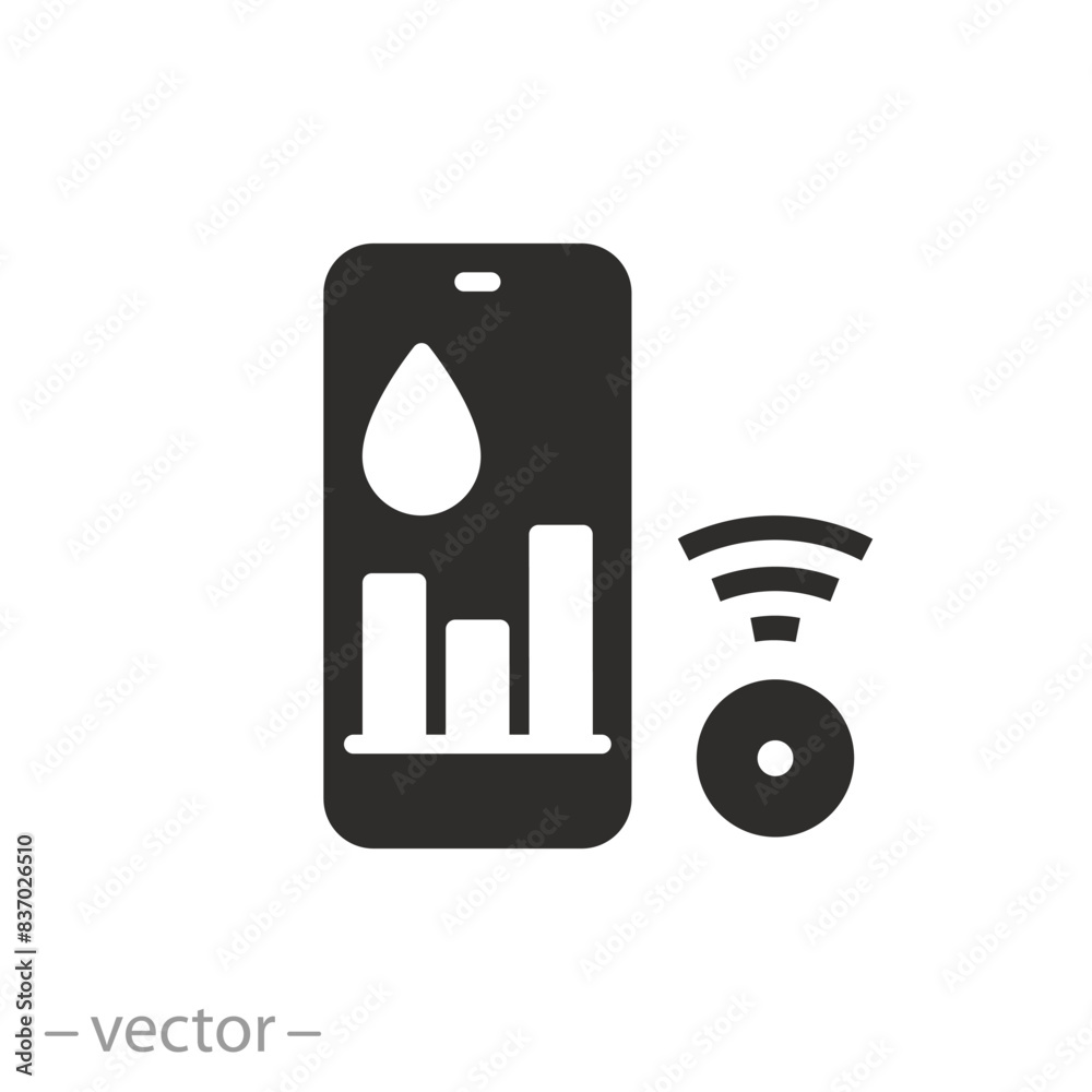 Level Sugar On Phone Icon Continuous Glucose Monitoring Flat Symbol