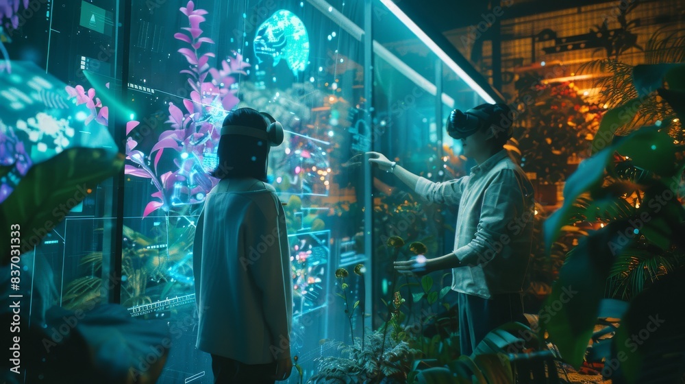 Show an interactive AR art installation being designed by a team with ...