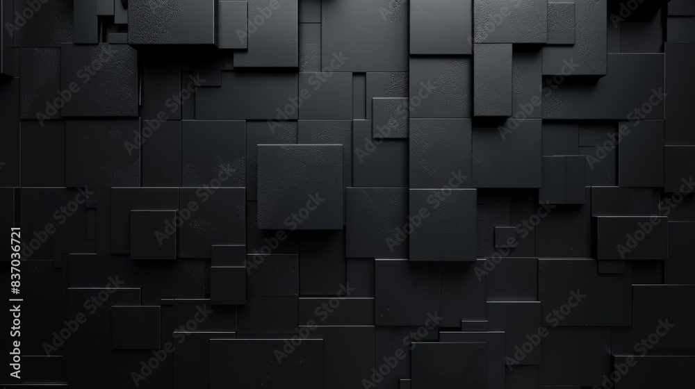 Textured Black 3D Blocks Design. A creative display of various sized 3D ...