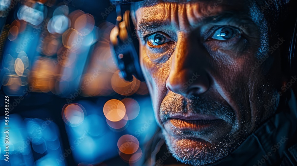 Command and control center with military commanders coordinating ...