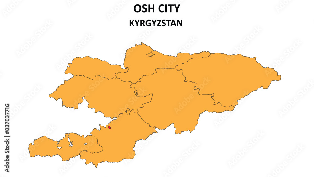 Osh City Map in Kyrgyzstan. Vector Map of Kyrgyzstan. Regions map of ...