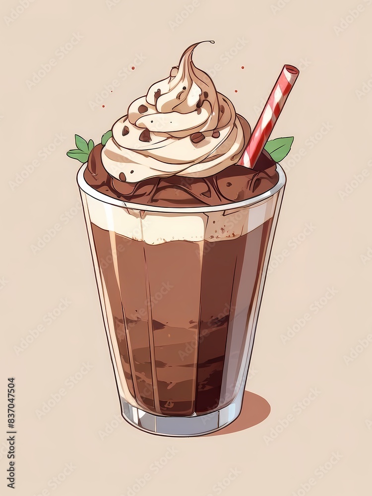 Chocolate milkshake Anime style illustration flat vector art, anime ...