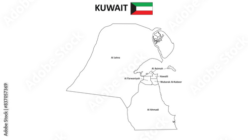 Plakat Kuwait Map. State and district map of Kuwait. Administrative map ...