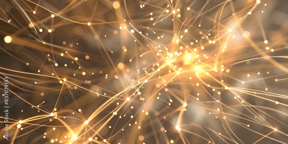 Technology particles form lines of code showing interconnected ...