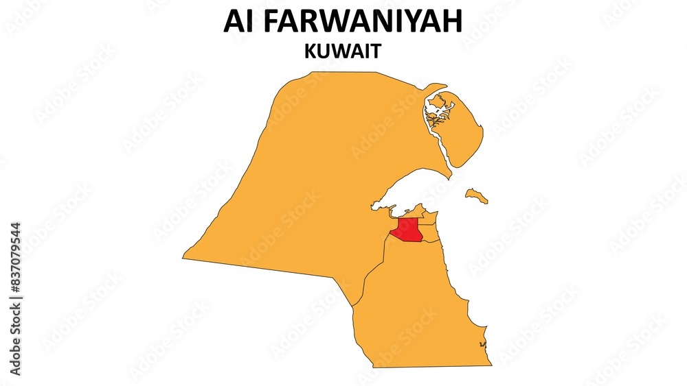 Ai Farwaniyah Map in Kuwait. Vector Map of Kuwait. Regions map of ...