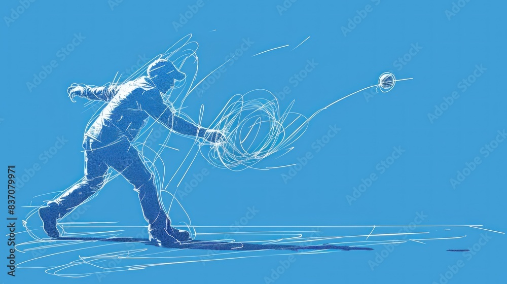 Vector illustration of a petanque player in action, depicted with a ...