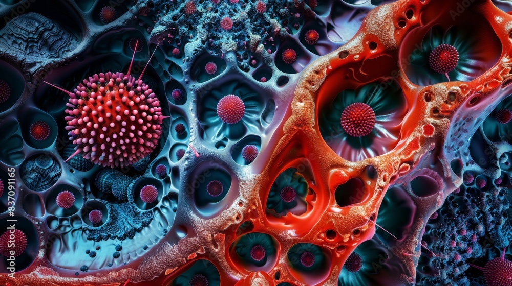 A detailed illustration of taste buds on the tongue, biological theme ...