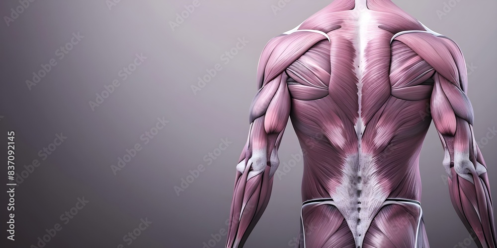 Medical diagram showing human muscle groups in body anatomy. Concept ...