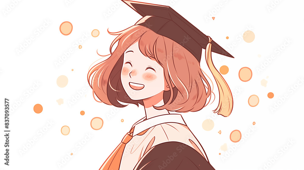 Hand drawn cartoon graduation girl illustration Stock Illustration ...