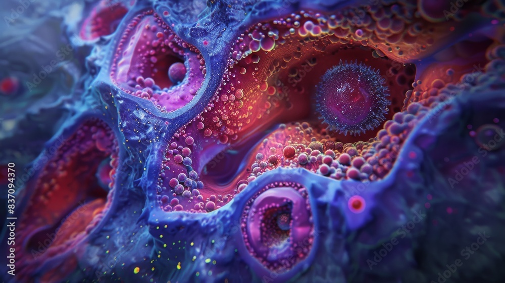 A detailed illustration of taste buds on the tongue, biological theme ...