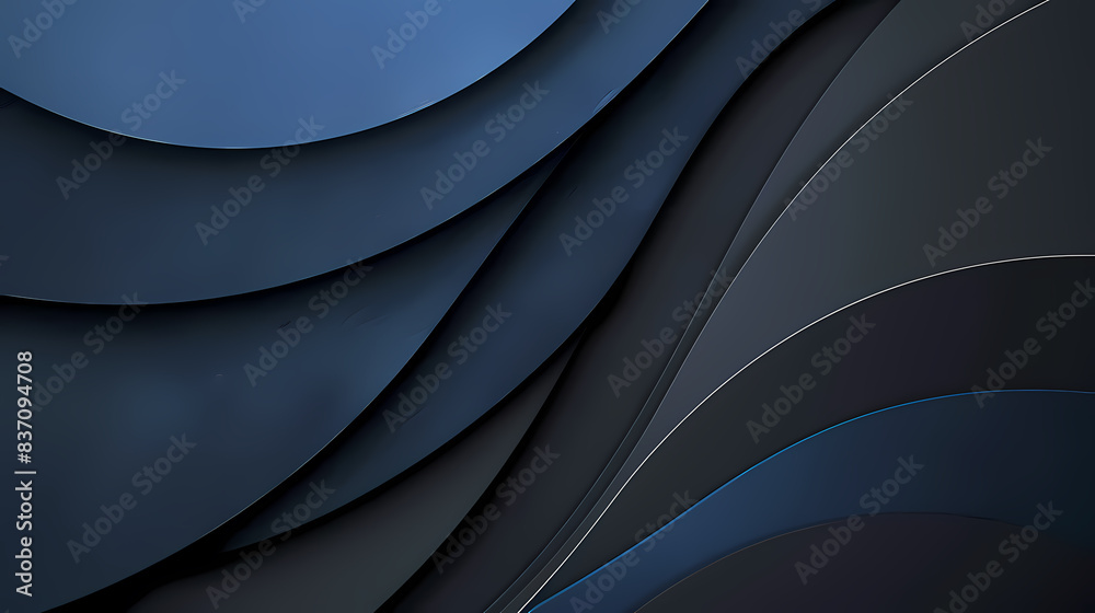 Abstract blue and black wavy layered background with a modern and sleek ...