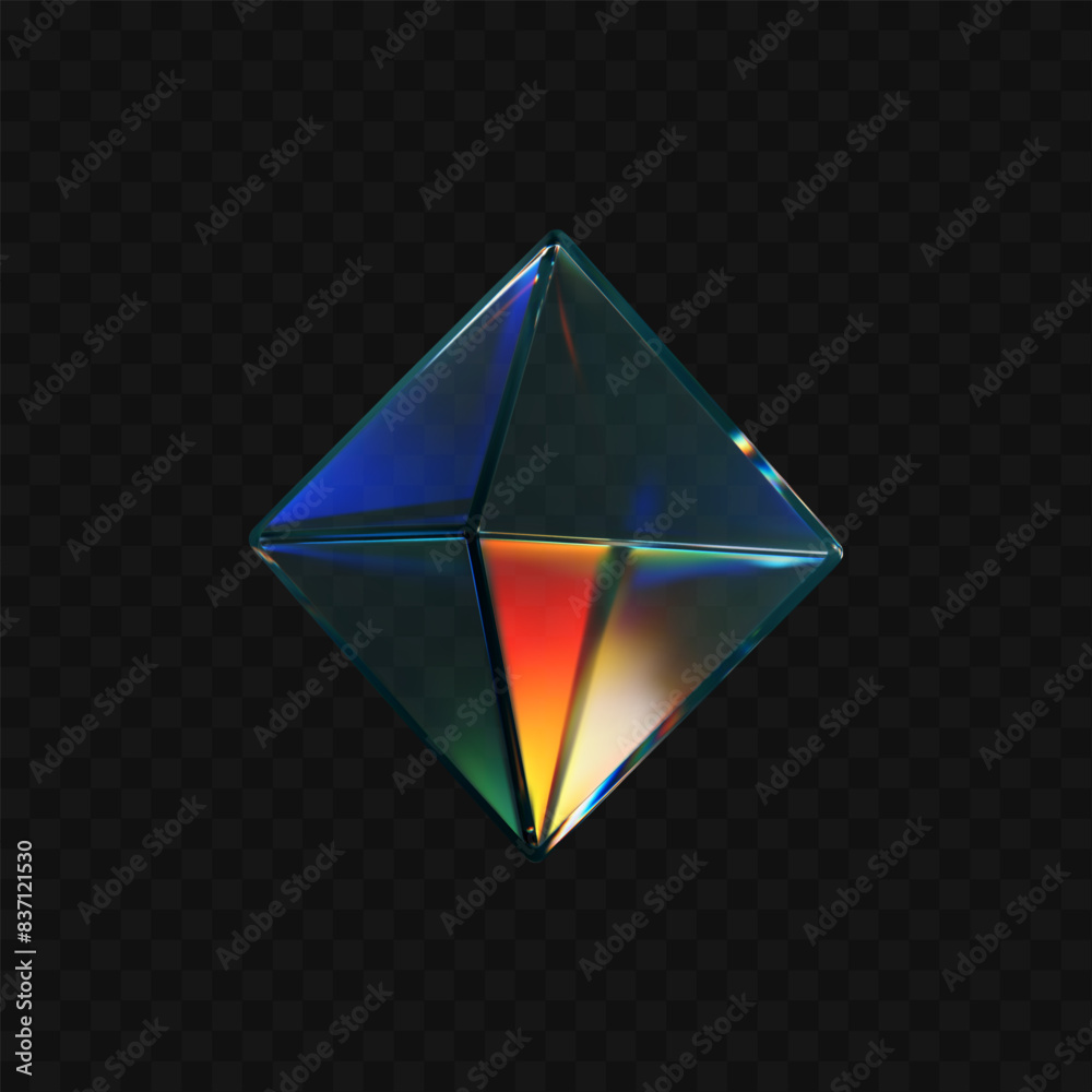 3d crystal glass rhombus with refraction and holographic effect ...