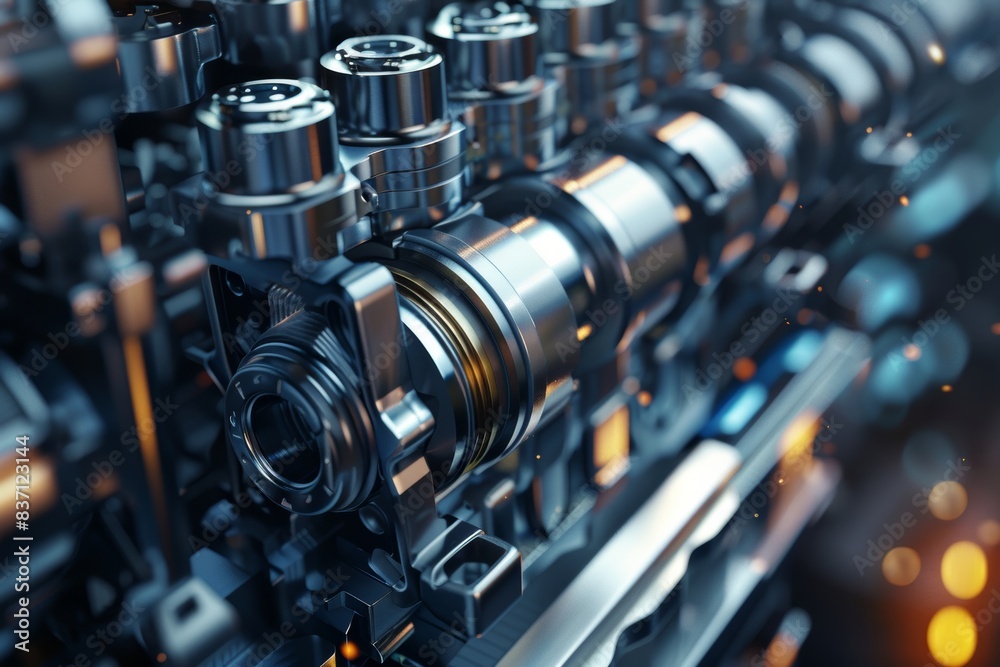 High quality image of engineer designing modern car engine in ...