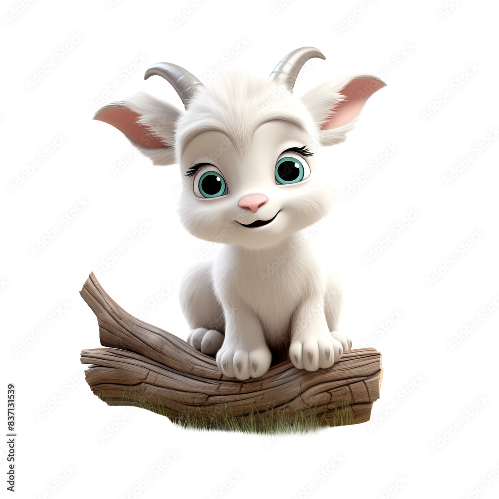 Extremely cute kawaii goat, disney pixar style, photorealistic, white ...