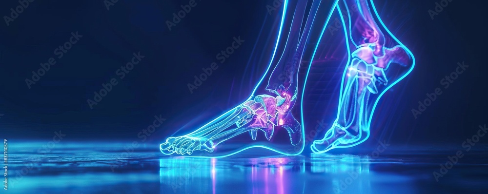 A visually striking 3D rendering of a human leg, foot, and ankle Xray ...