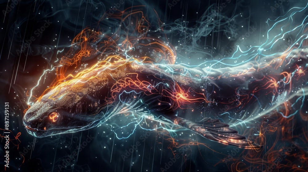 electrifying fantasy creature luminescent electric eel emitting ...