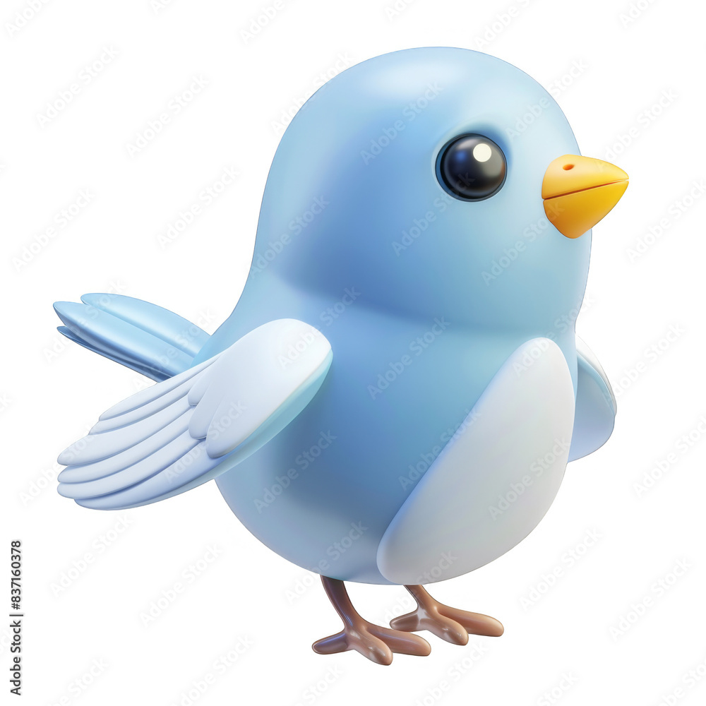 3D cute cartoon blue bird isolated on transparent background cutout png ...