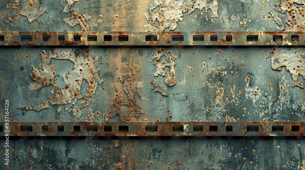 grungy analog film strip border corroded negative vignette 3d rendering ...