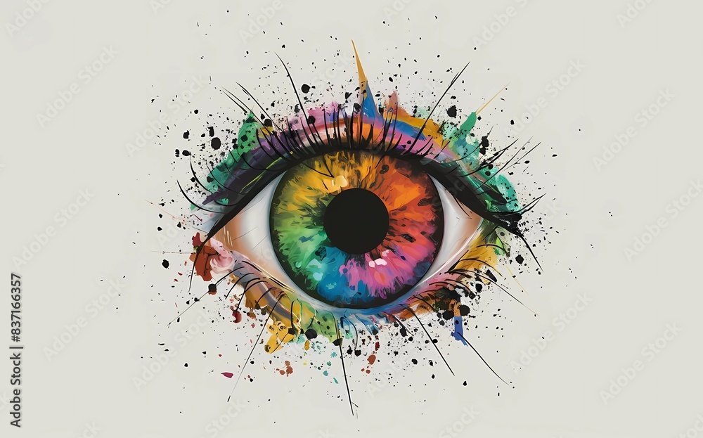 Ojo artístico: Un cuadro minimalista que resalta un ojo vibrante y ...