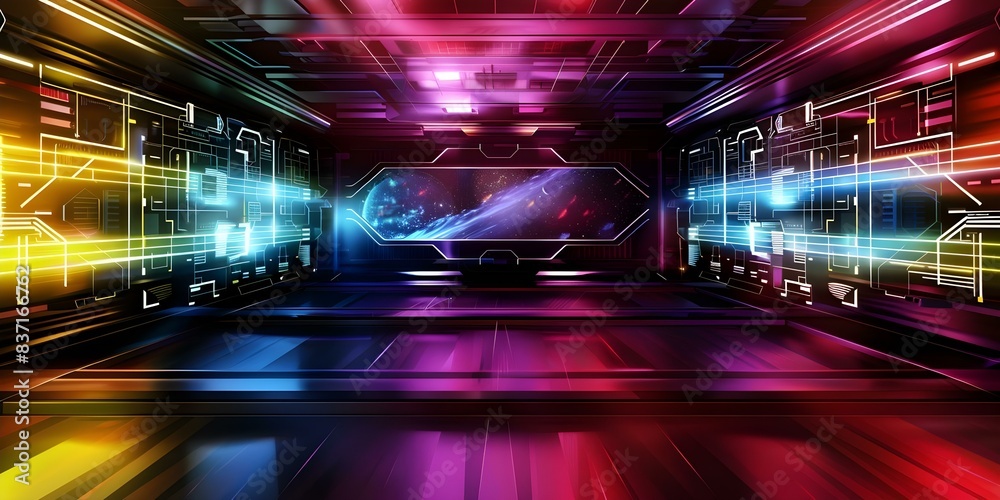 Futuristic scifi backdrop with versatile functions for space stations ...