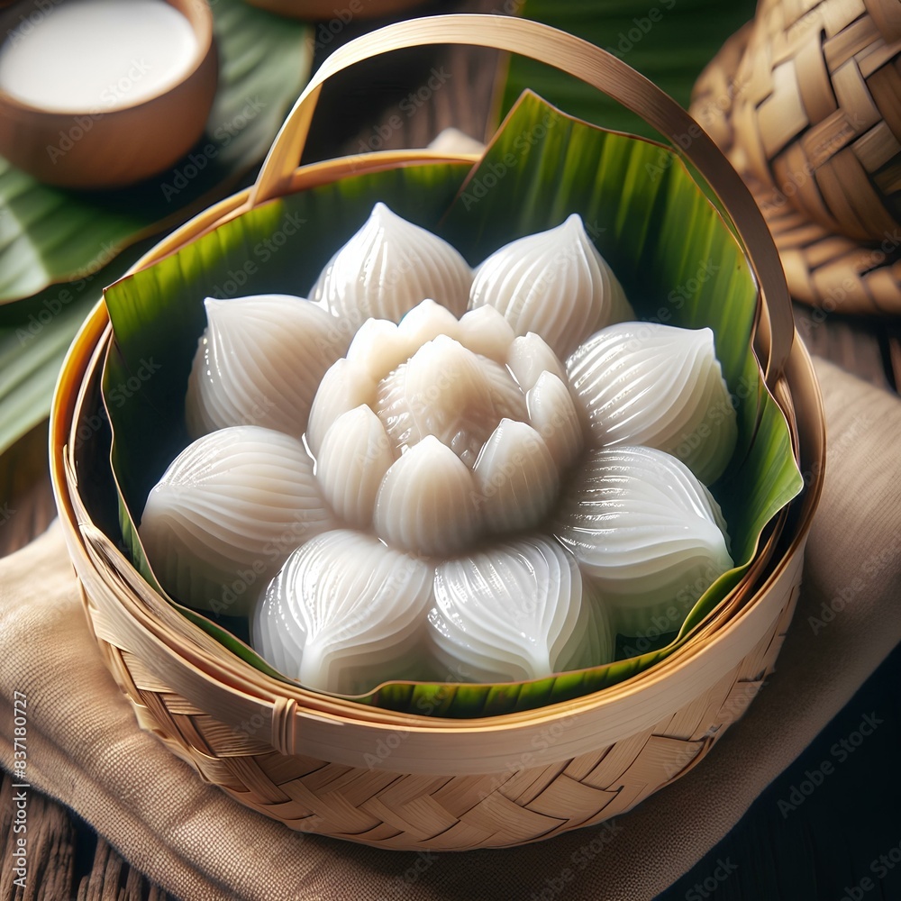 traditional Thai dessert shaped like a lotus flower. It is made from ...