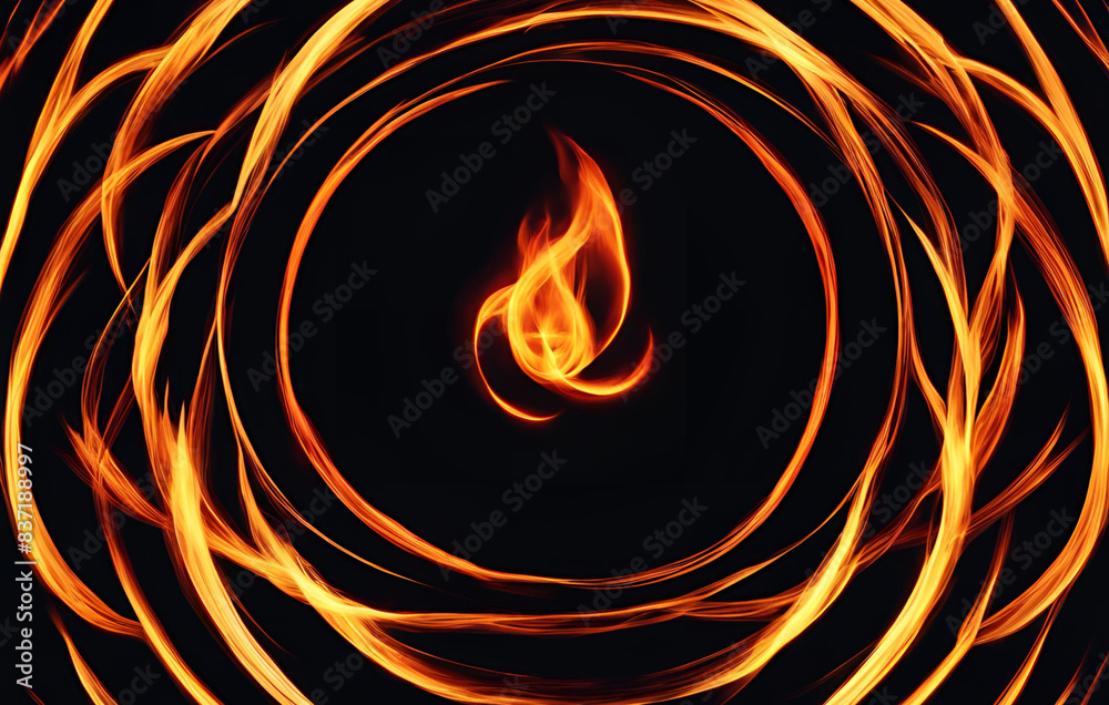 A fireball with flames and a circle of fire, A circle of fire and ...