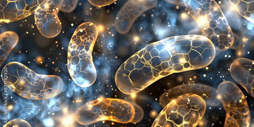 Detailed microscopic image of mitochondria for medical research on cell ...