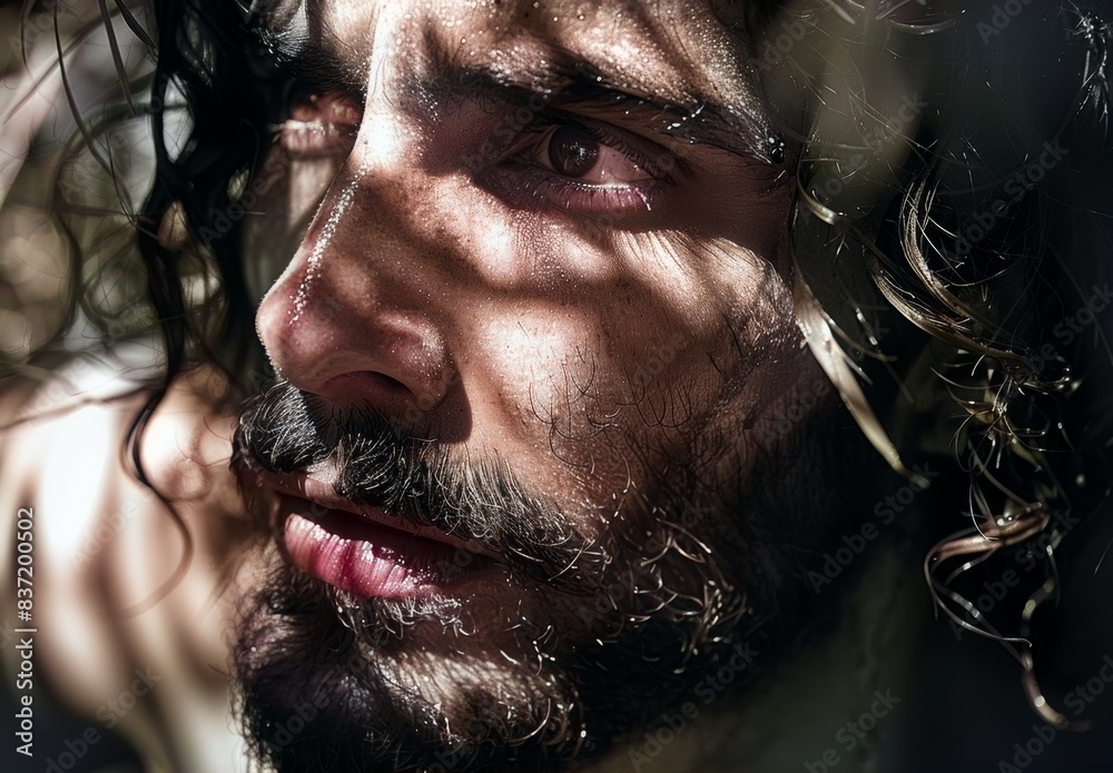 In the Garden of Gethsemane, Jesus is depicted in a moment of deep ...