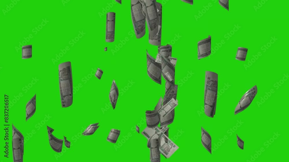 Stack of money falling from above Dollar Banknotes Bills Rain slowly ...