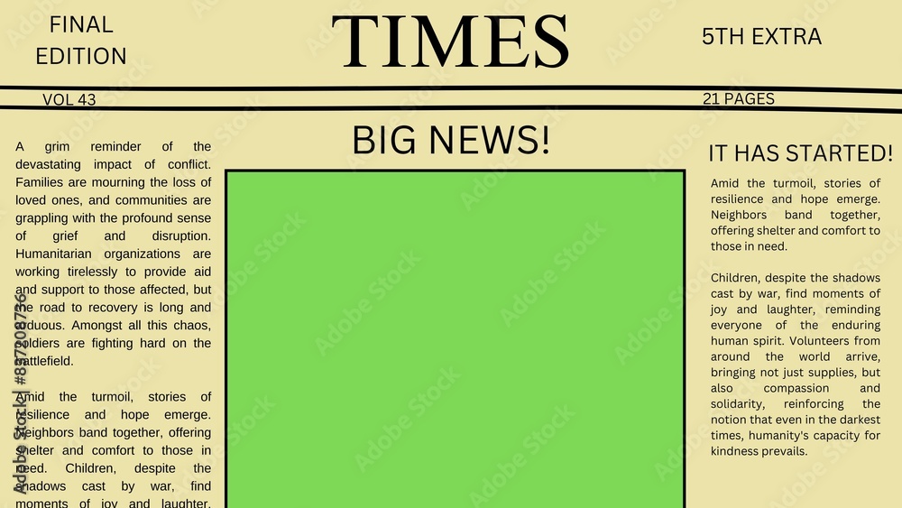 Newspaper with green screen. Chroma key. 4K Stock Illustration | Adobe ...