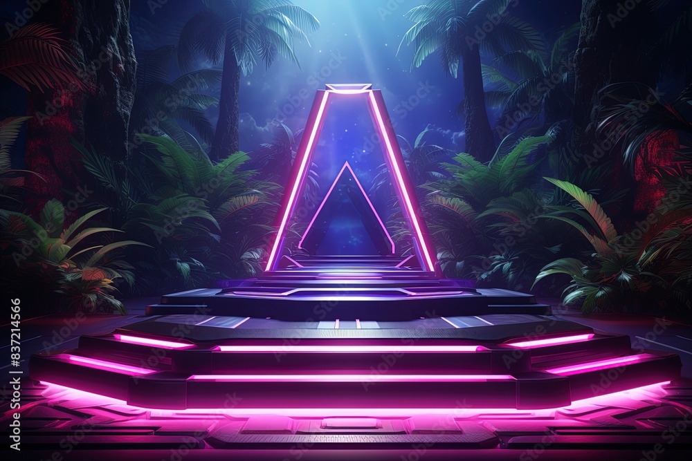 Glowing podium for your product, gaming theme background, generative AI ...