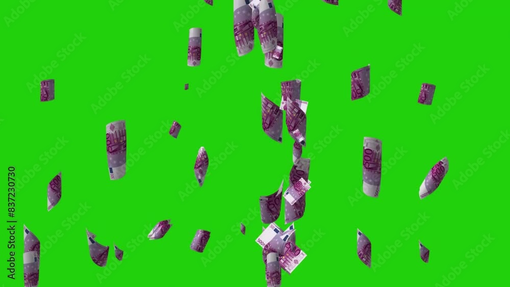 500 EURO bank note Stack of money falling from above Dollar Banknotes ...