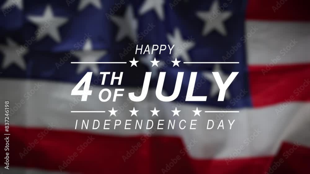 Independence Day Usa 4th of July Text Animation with American Flag and ...