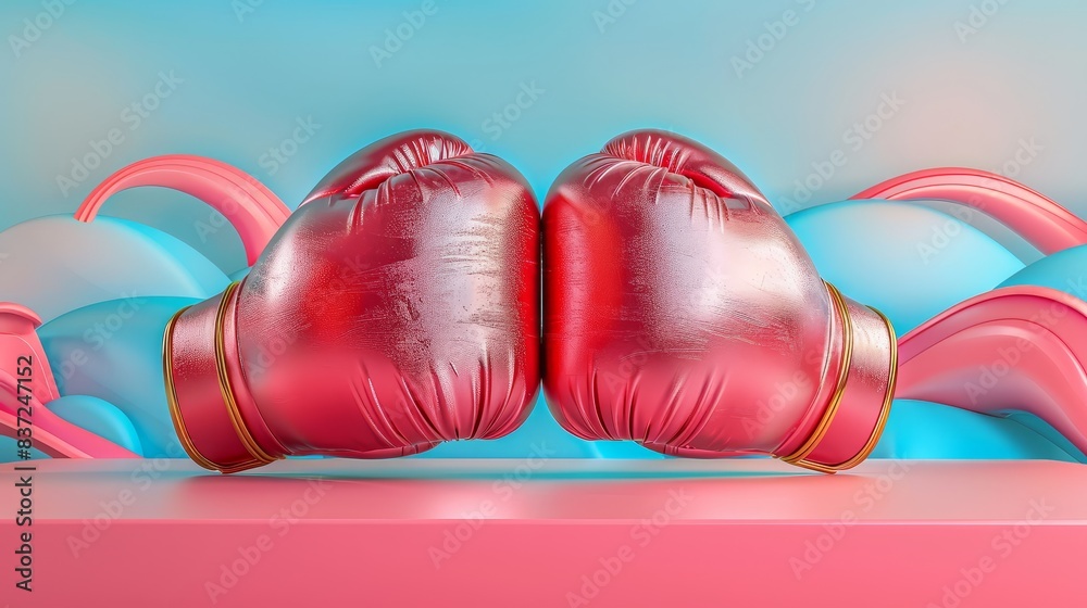 Boxing trading card template flat design front view fighting spirit 3D ...