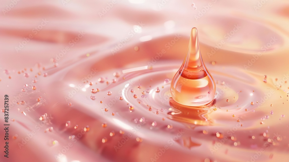 cosmetic serum oil drop on skin cell surface collagen and exosome ...